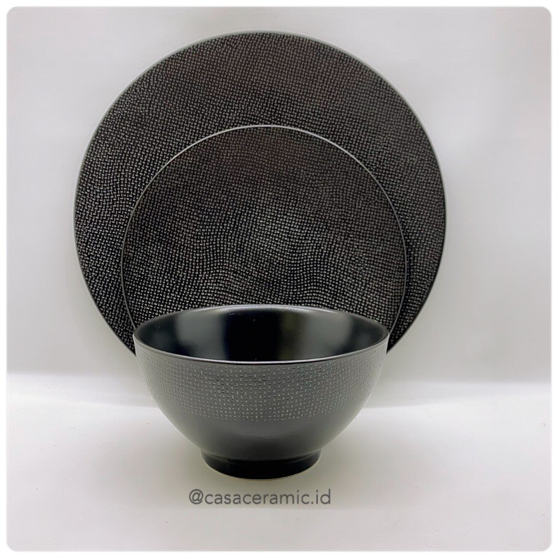 Jual DINNER SET KERAMIK PIRING KERAMIK SET VESUVIO BLACK ISI 3 Pcs ...