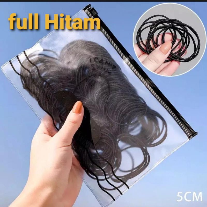 Jual tali ikat rambut Korea model kekinian full hitam | kebumen ...