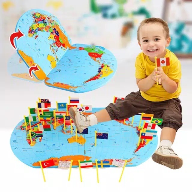 Jual Mainan Anak Peta Bendera Negara Dunia MAP FLAG OF THE WORLD ...