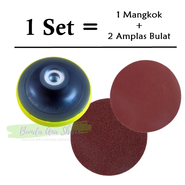 Jual 1 Set - 1 Mangkok amplas + 2 amplas bulat tatakan amplas mesin ...