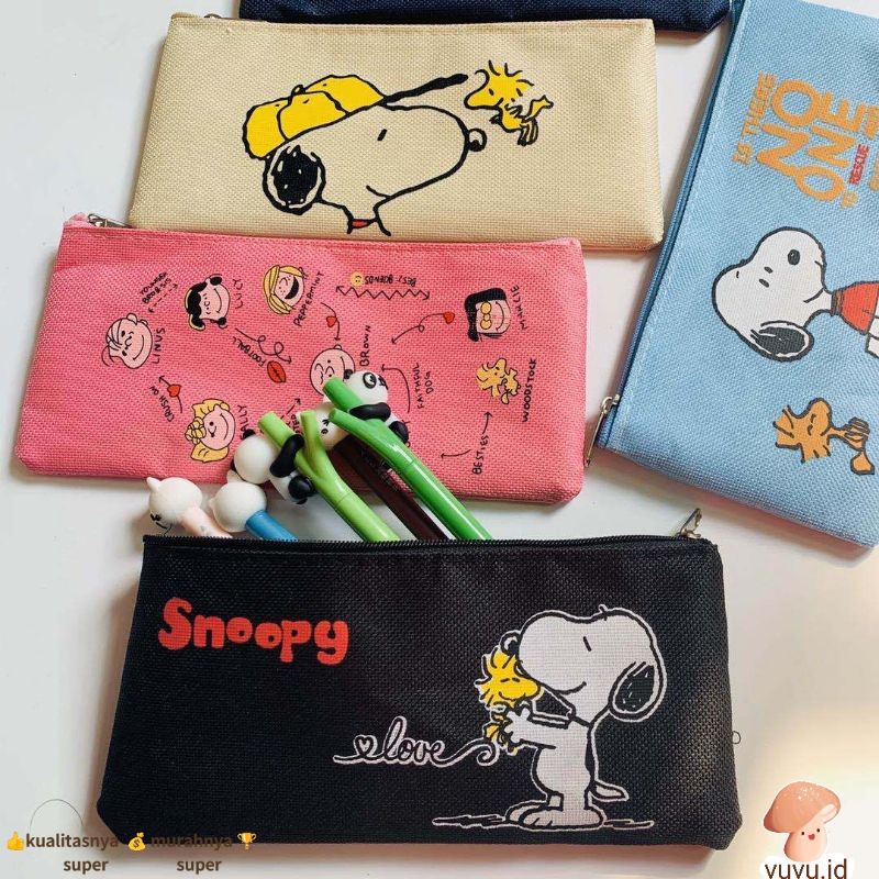 Jual Tempat Pensil Kanvas Snoopy / Kotak Pensil lucu dompet pensil ...