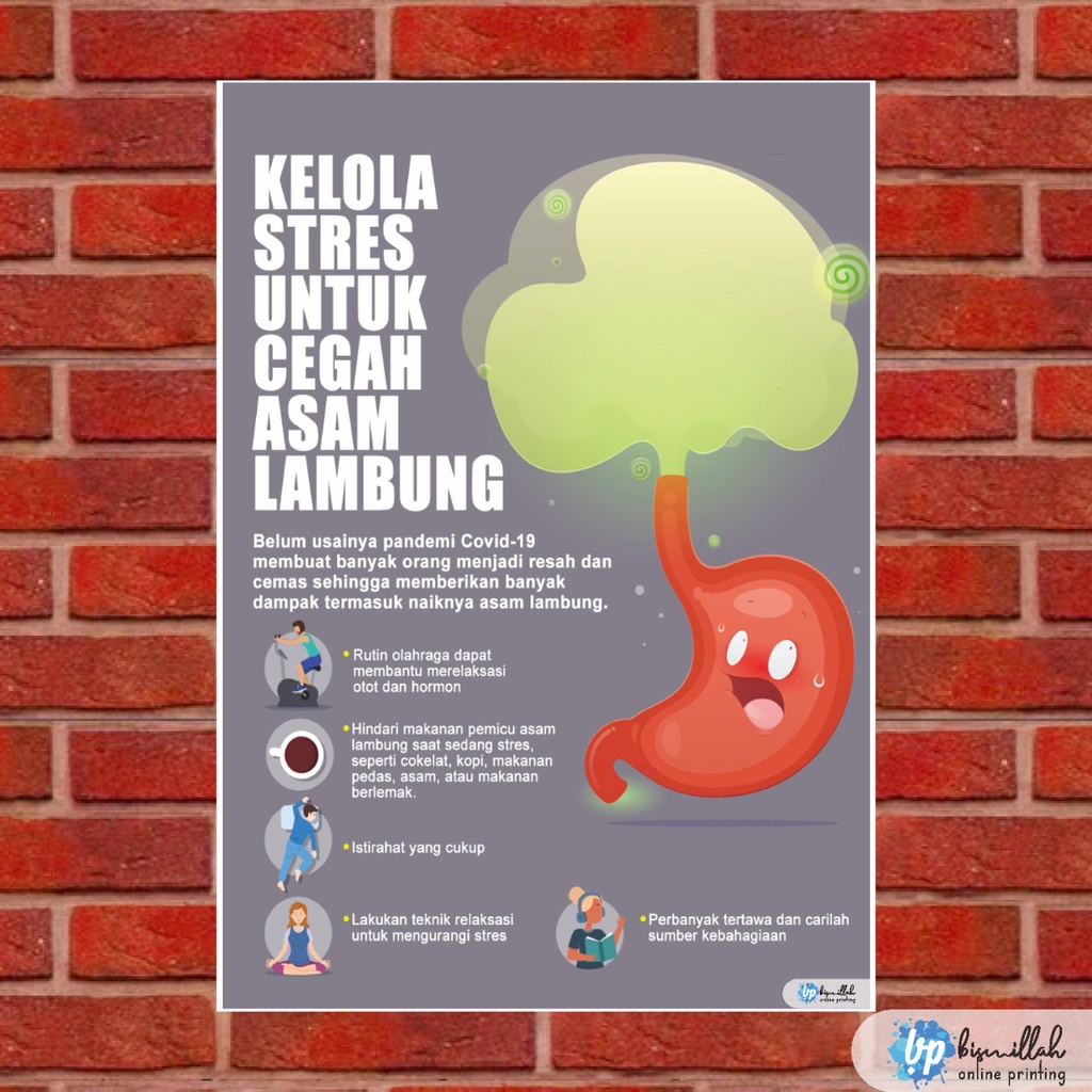 Jual Poster Kesehatan Kelola Stress Untuk Cegah Asam Lambung | Shopee ...