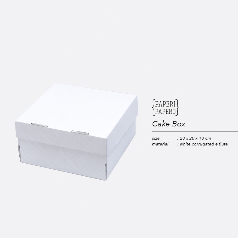 Jual White Cake Box - Kotak / Dus / Boks Kue Bolu Putih 20 x 20 x 10 cm ...