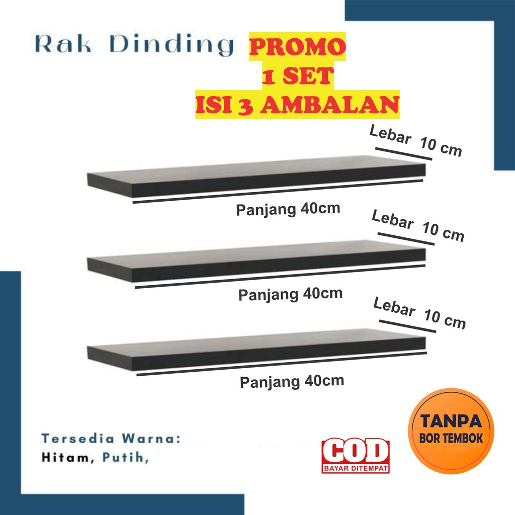 Jual Promo Rak Dinding SLIM (1 Set 3 Pc) UK 40 40 40 Rak Dinding ...