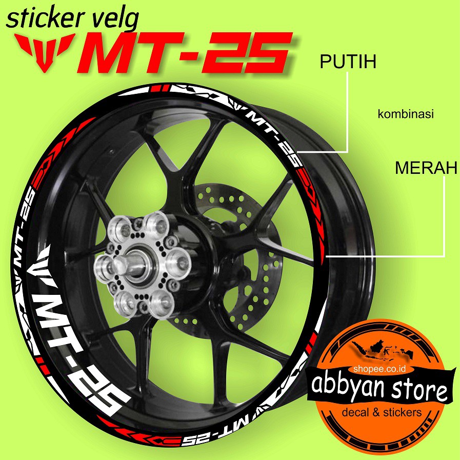 Jual Stiker Velg Sticker Motor Decal Yamaha MT25 Velg Hitam bisa custom ...