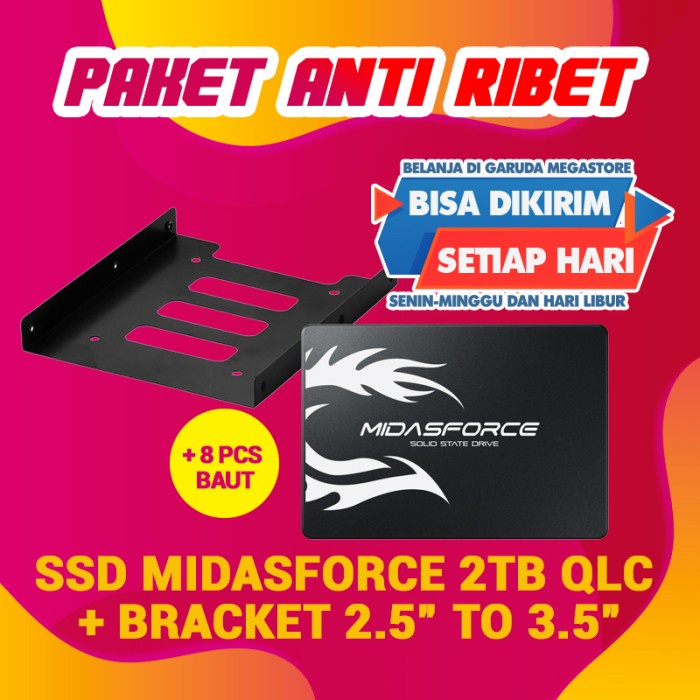 Jual SSD Midasforce 2TB QLC + Bracket Paket murah | Shopee Indonesia