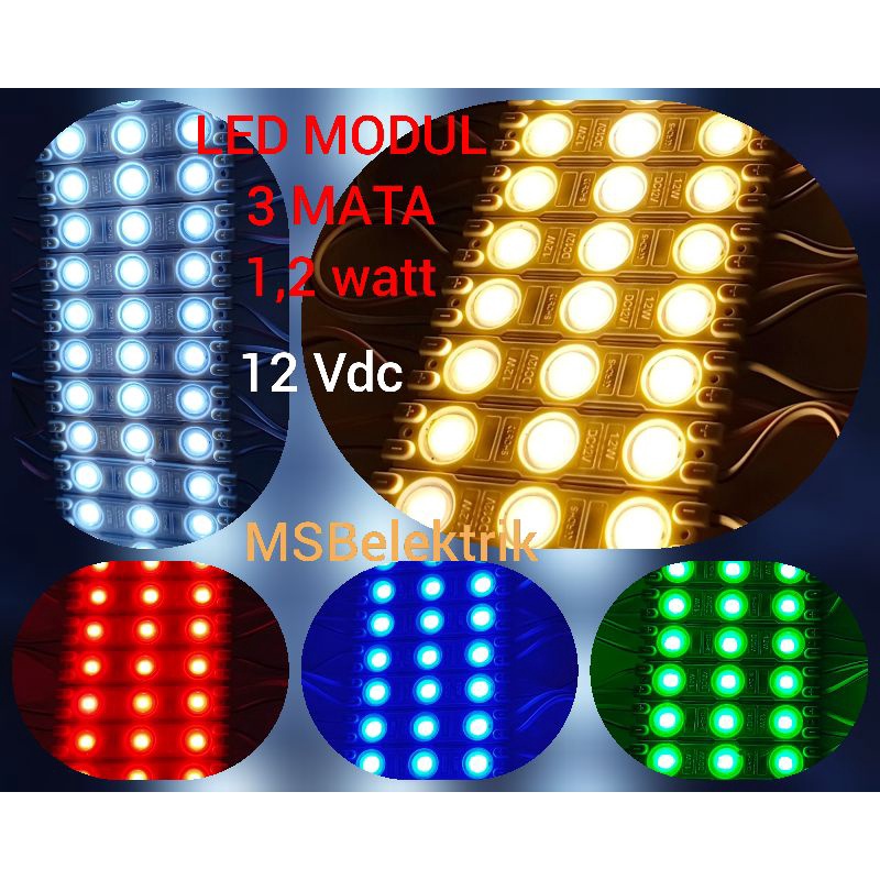 Jual Lampu led modul 3 mata 1,5w 12Volt DC / LED modul 3 mata 12v | Shopee Indonesia