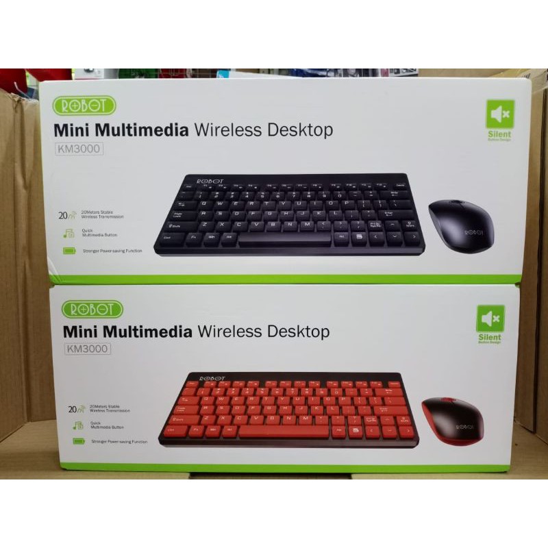 Jual KEYBOARD MOUSE WIRELESS ROBOT KM3000 (WARNA MERAH) | Shopee Indonesia