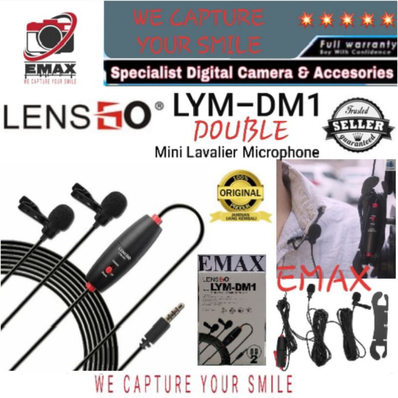 Jual Mic LENSGO LYM-DM1 Double Lavalier Mini Microphone LYM DM1 Lens go ...