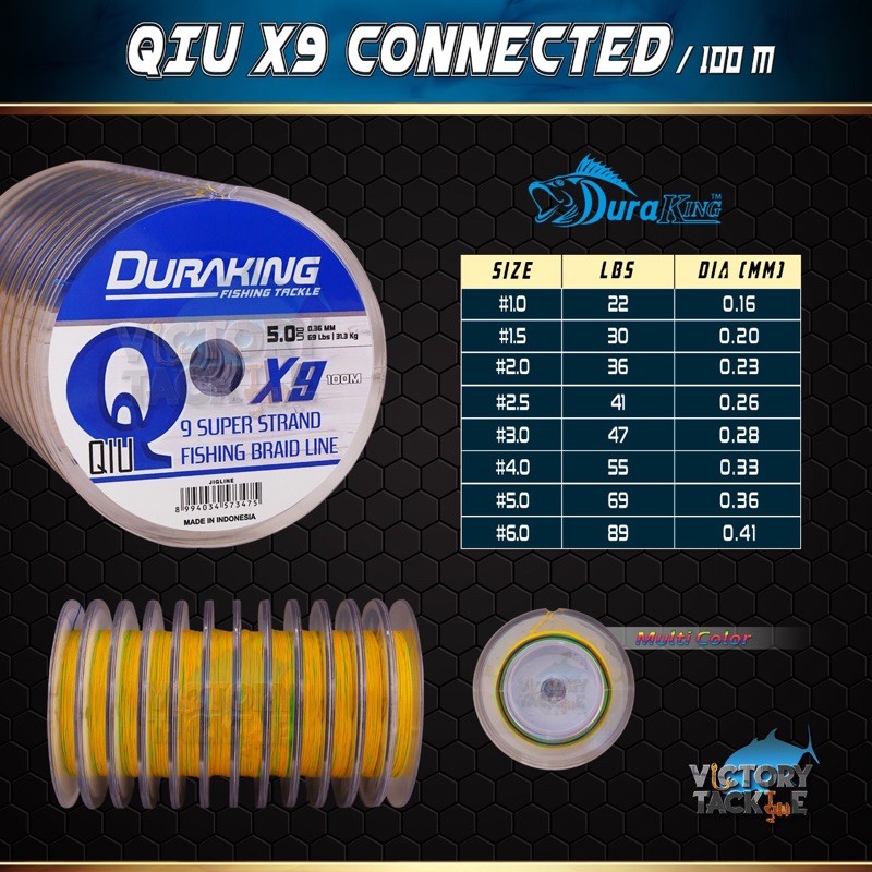 Jual SENAR PANCING BENANG PE DURAKING QIU X9 MULTICOLOUR CONNECTING 100 ...
