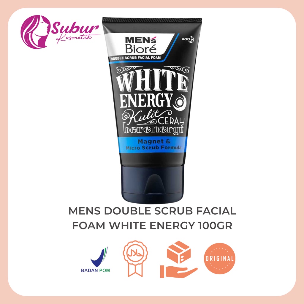 Jual Biore Men's Double Scrub Facial Foam White Energy 100g | Shopee ...