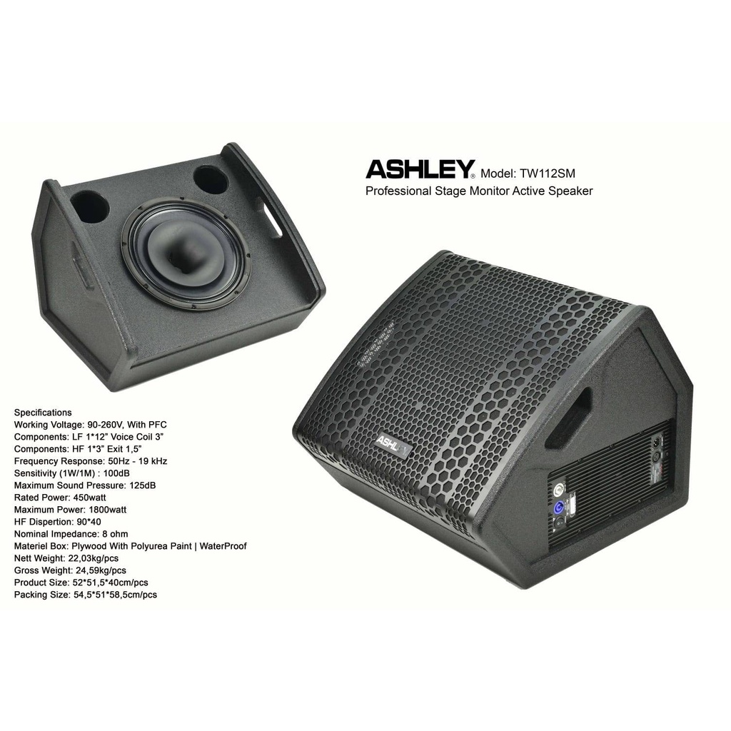 Jual speaker aktif ashley monitor tw112sm tw 112sm tw112 sm 12 inch ...