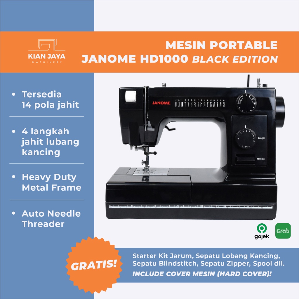Jual [ Kianjaya ] Mesin Jahit Portable Janome HD1000 Black Edition | Mesin Jahit Portable Heavy ...