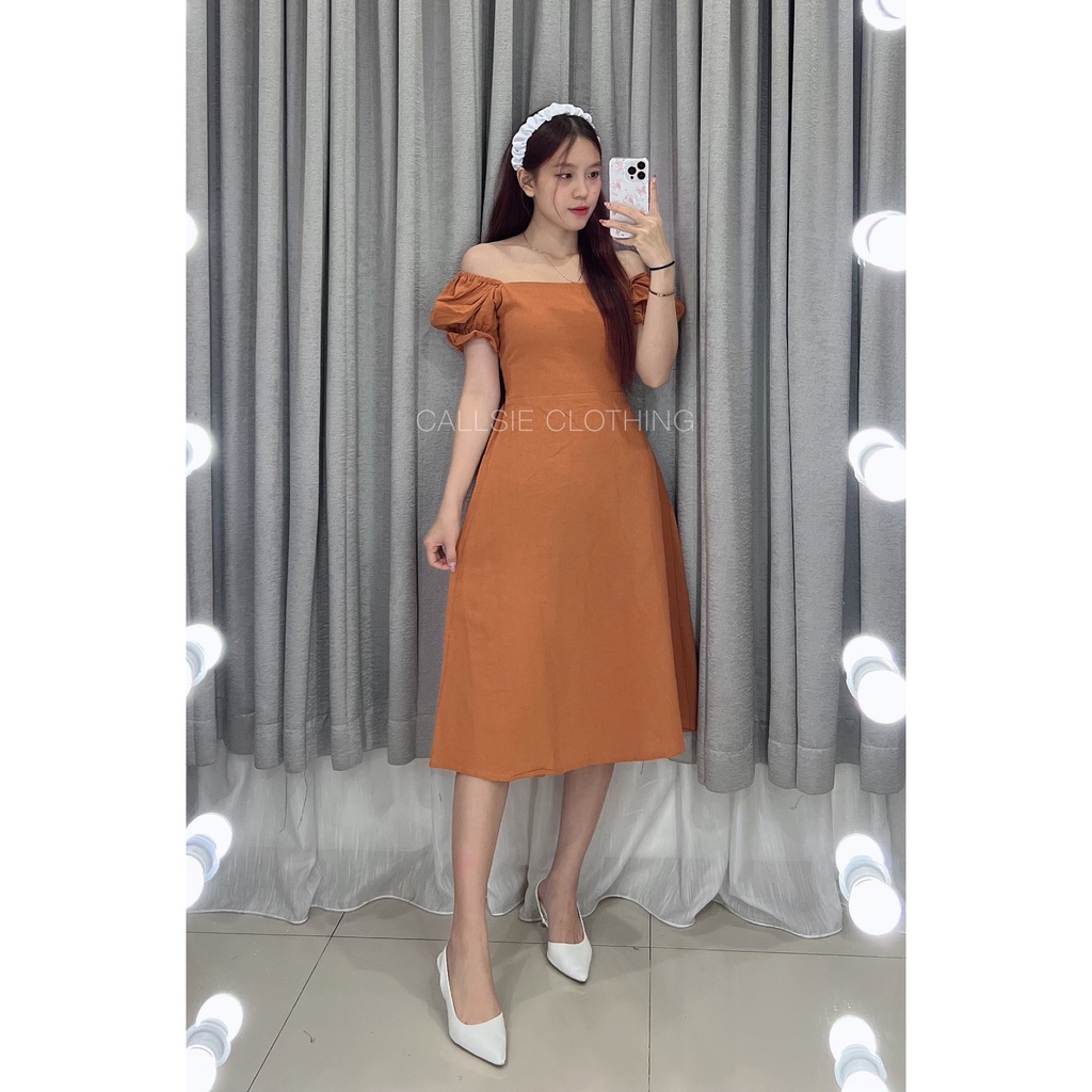 Jual Lenary Dress ( setelan wanita / gaun / dress linen / sabrina dress ...