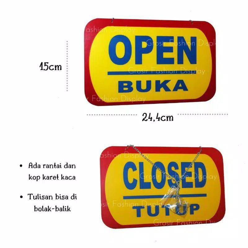Jual Rambu tulisan open close / plat akrilik tulisan buka tutup ...
