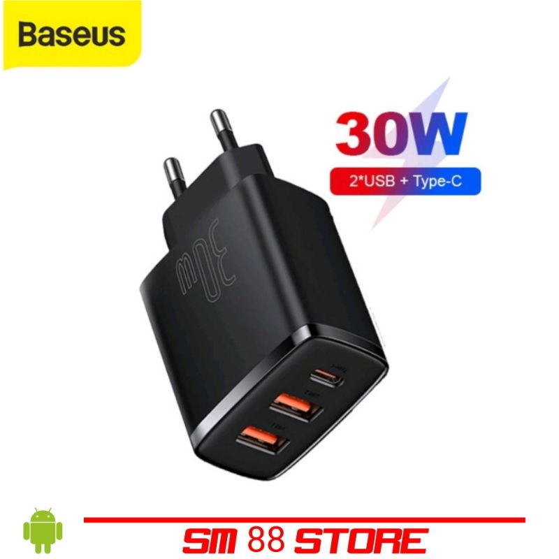 Jual Adaptor Baseus 30W Kepala Charger Quick Charge Fast Charging ( 2 ...