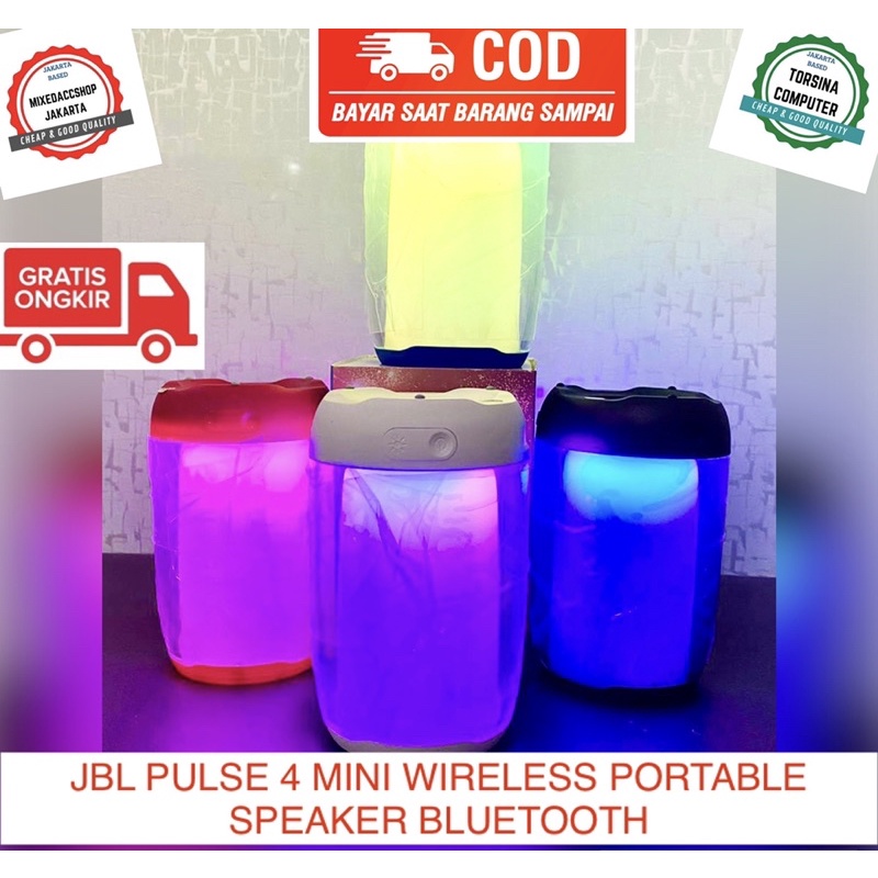 Jual SPEAKER WIRELESS PORTABLE JBL PULSE 4 MINI BLUETOOTH WITH LED ...