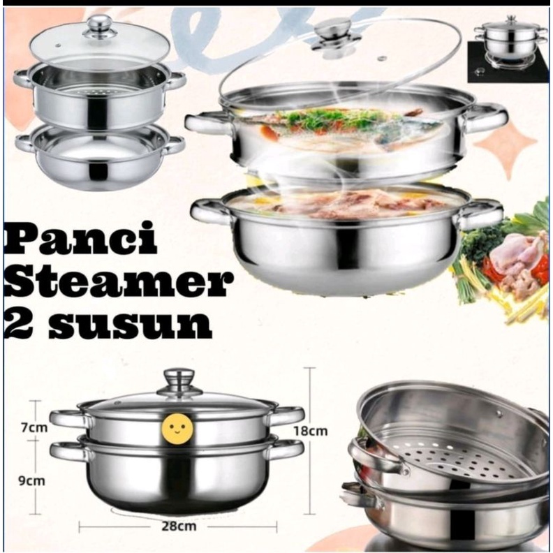Jual Panci 2 Susun Besar Kukus Steamer Stainless 28cm,KUKUSAN/PANCI ...