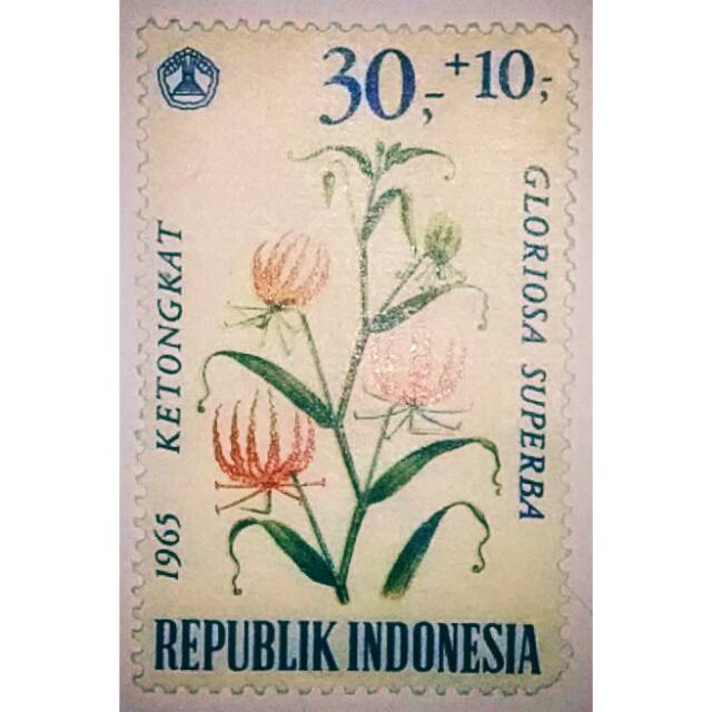 Jual Perangko RI tahun 1965 bunga Ketongkat Gloriosa Superba nilai 30 ...