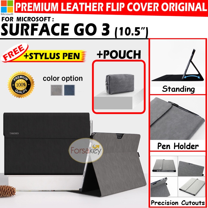 Jual Microsoft Surface Go 3 GO3 ORIGINAL Leather Flip Book Cover Case ...
