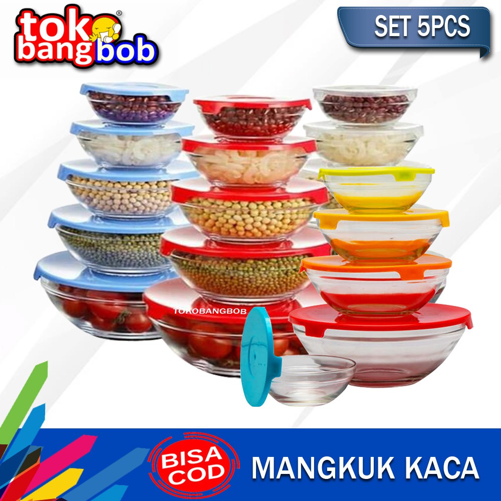 Jual HC GLASSWARE/GLASS BOWL SET/MANGKOK KACA SET ISI 5/GLASS BOWL KACA ...