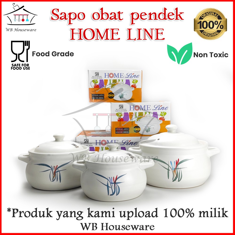 Jual Panci keramik / Sapo obat alami - clay pot HOME LINE KS-43-42-41 2000-3000-4000ml | Shopee ...