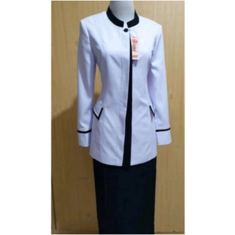 Jual Seragam Dinas Putih Wanita lis Hitam / Seragam Hitam Putih PNS ...