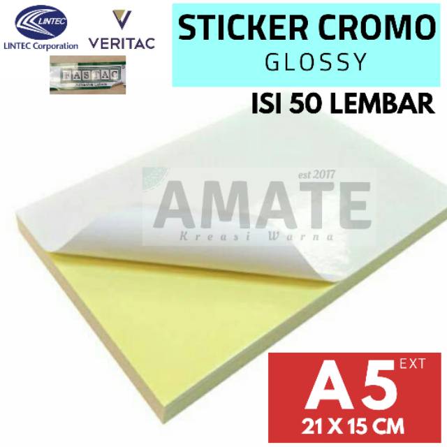 Jual STIKER Cromo Glossy A5 isi 50 Lembar - Lintec Fastac - Kertas ...