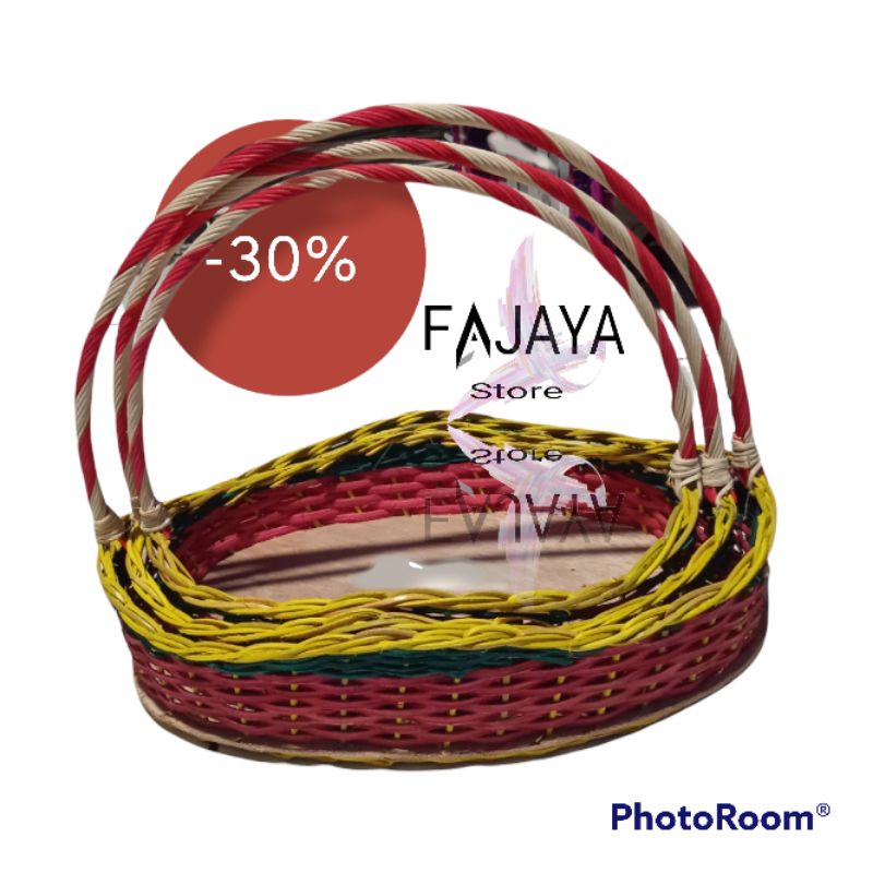 Jual Keranjang parsel buah 1set isi 3 anyaman rotan, model ombak ...