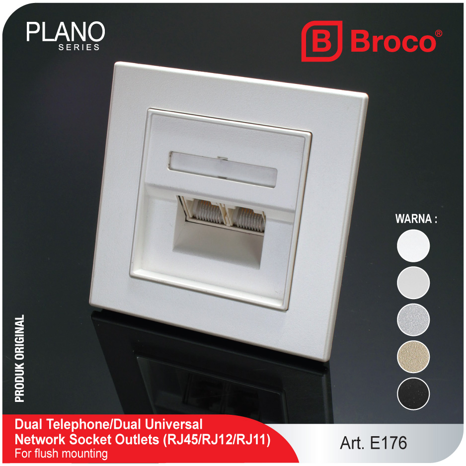 Jual Broco Electrical Plano E176 Dual Universal Network Socket Outlets ...