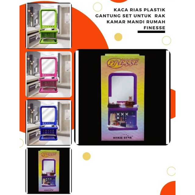 Jual Kaca Rias Plastik Gantung Set untuk Rak Kamar Mandi Rumah FINESSE ...