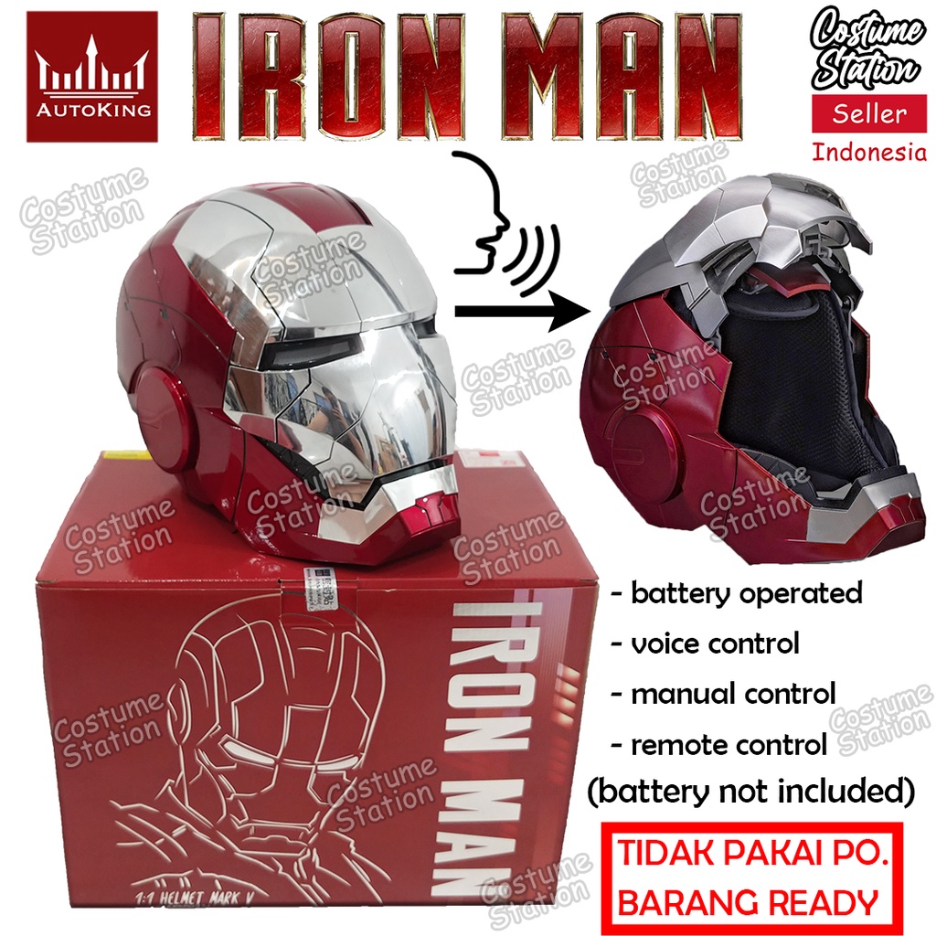 Jual Helm Iron Man Mark V AUTOKING / Topeng Helmet Marvel Avenger ...