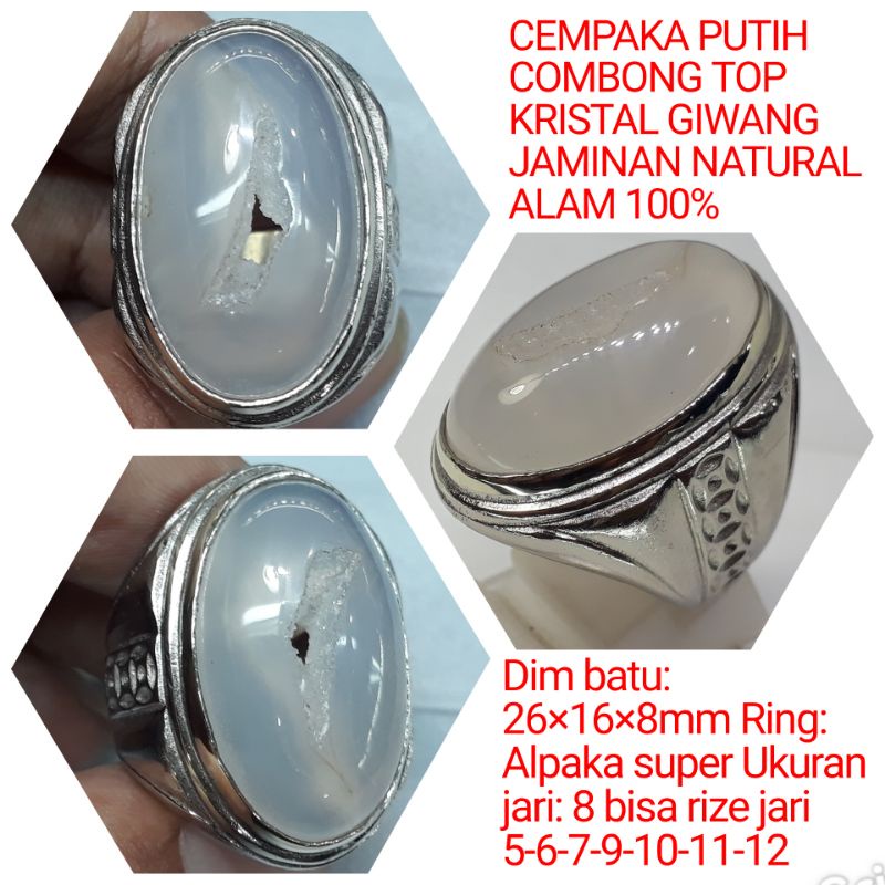 Jual CINCIN BATU CEMPAKA PUTIH COMBONG TOP KRISTAL NATURAL 100% ...
