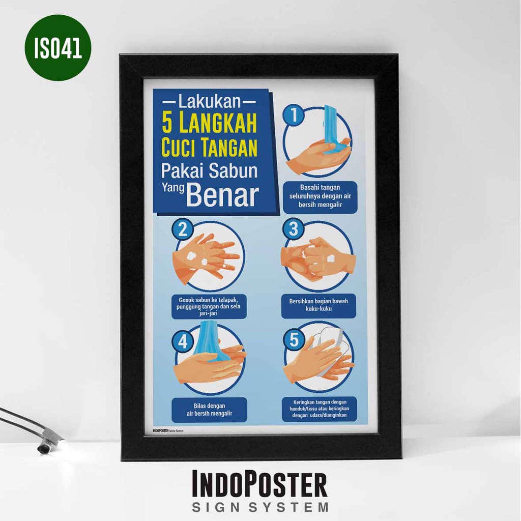 Jual Poster K3 Keselamatan Kerja Safety 5 Langkah Cara Mencuci Tangan ...