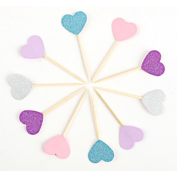 Jual Topper Bintang Star Love Heart Gliter Glitter Holo Mengkilat kue cake birthday ulangtahun ...