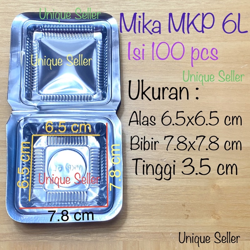 Jual [Isi100] Mika MKP 6L Uk 7.8x7.8 cm / Mika 6L 6 L / Tray Mika 7 cm / Mika Kue Kotak MKP 6 L ...