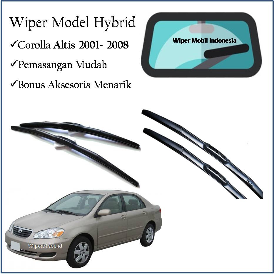 Jual Wiper HYBRID Kaca Mobil Toyota Corolla ALTIS 2001 2002 2003 2004 ...