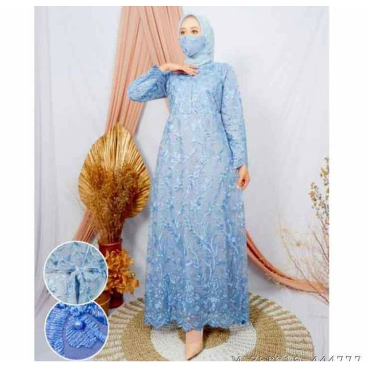 Jual (MODEL BARU) GAMIS MIRA TILE BRUKAT MUTIARA / GAMIS PESTA FASHION TERBARU / GAMIS MAXI TILE ...