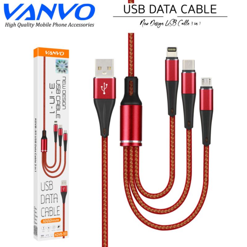 Jual USB UNIVERSAL 3 CABANG MICRO - TIPE C - IP MEREK VANVO KDVB511 ...