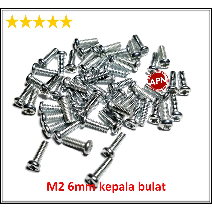 Jual BAUT / SCREW M2 6MM KEPALA BULAT | Shopee Indonesia
