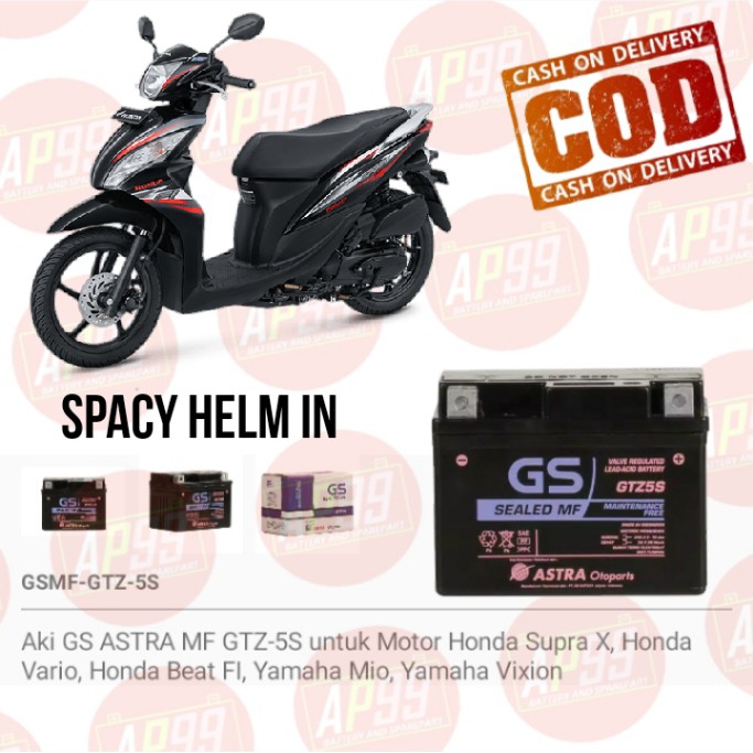 Jual AKI MOTOR HONDA SPACY HELM IN PGM FI ACCU KERINGGTZ5S MF GS ASTRA ...