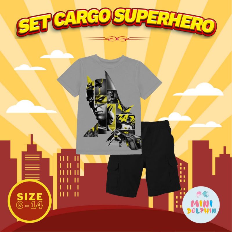 Jual Size 6,8,10,12 Set Cargo Superhero | Mini dolphin | Setelan Junior ...