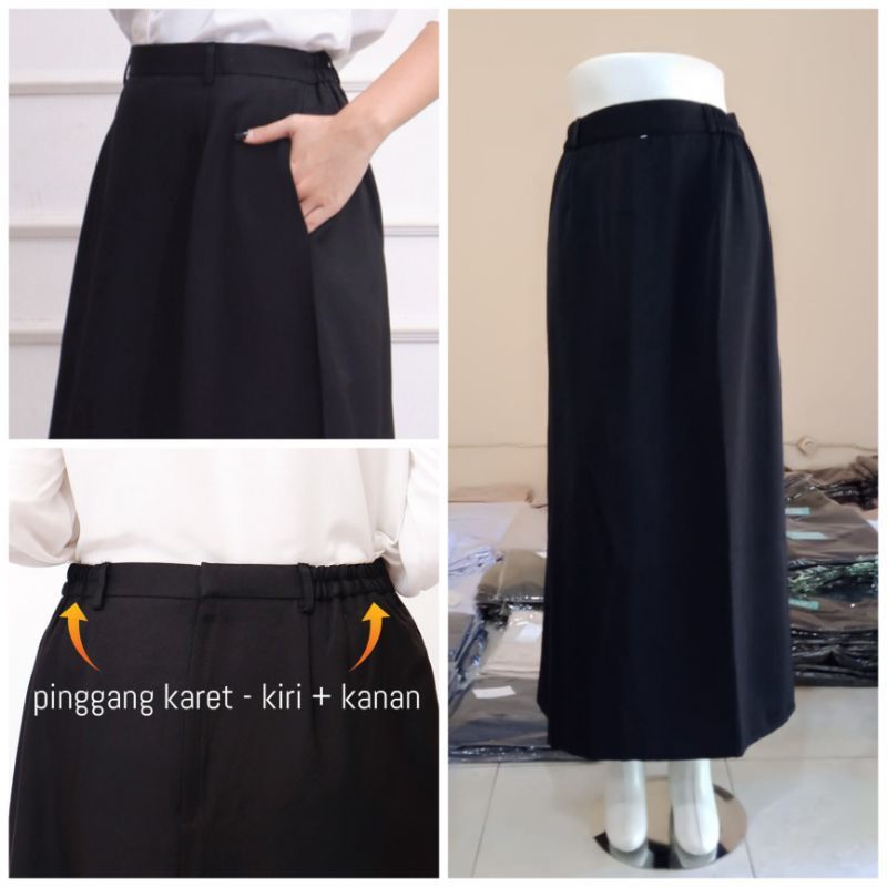 Jual ROK HITAM MODEL A LINE MAXI (FORMAL) PREMIUM QUALITY | Shopee Indonesia
