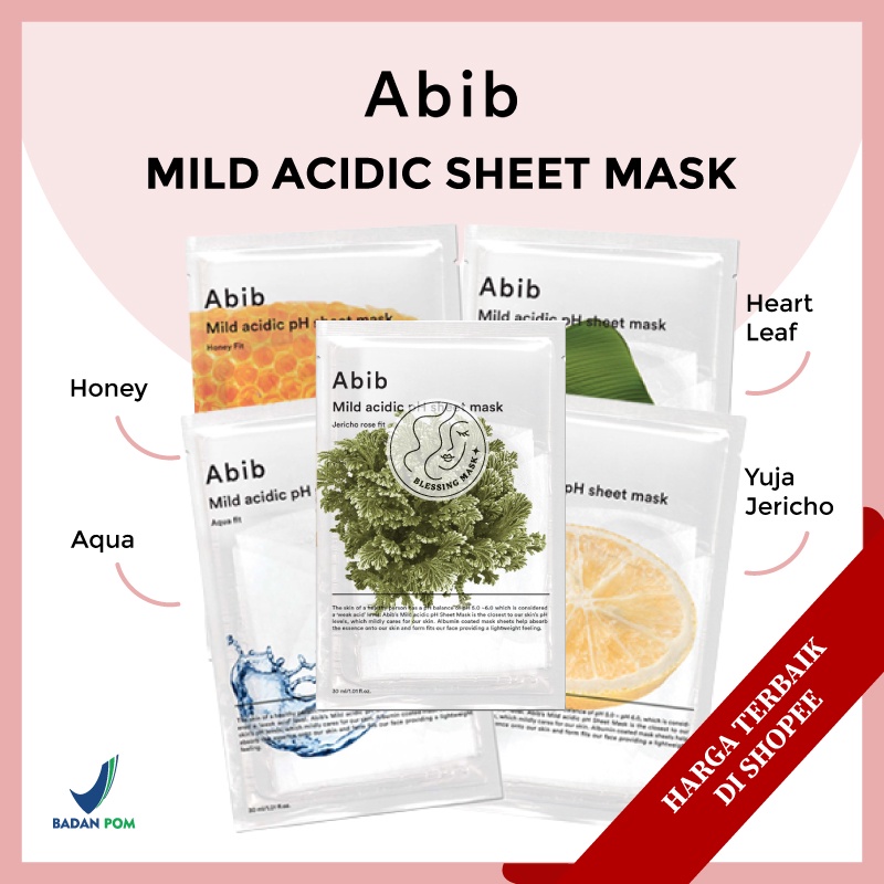 Jual Abib Mild Acidic pH Sheet Mask | Fit Mask Set | MASKER WAJAH | 1EA ...