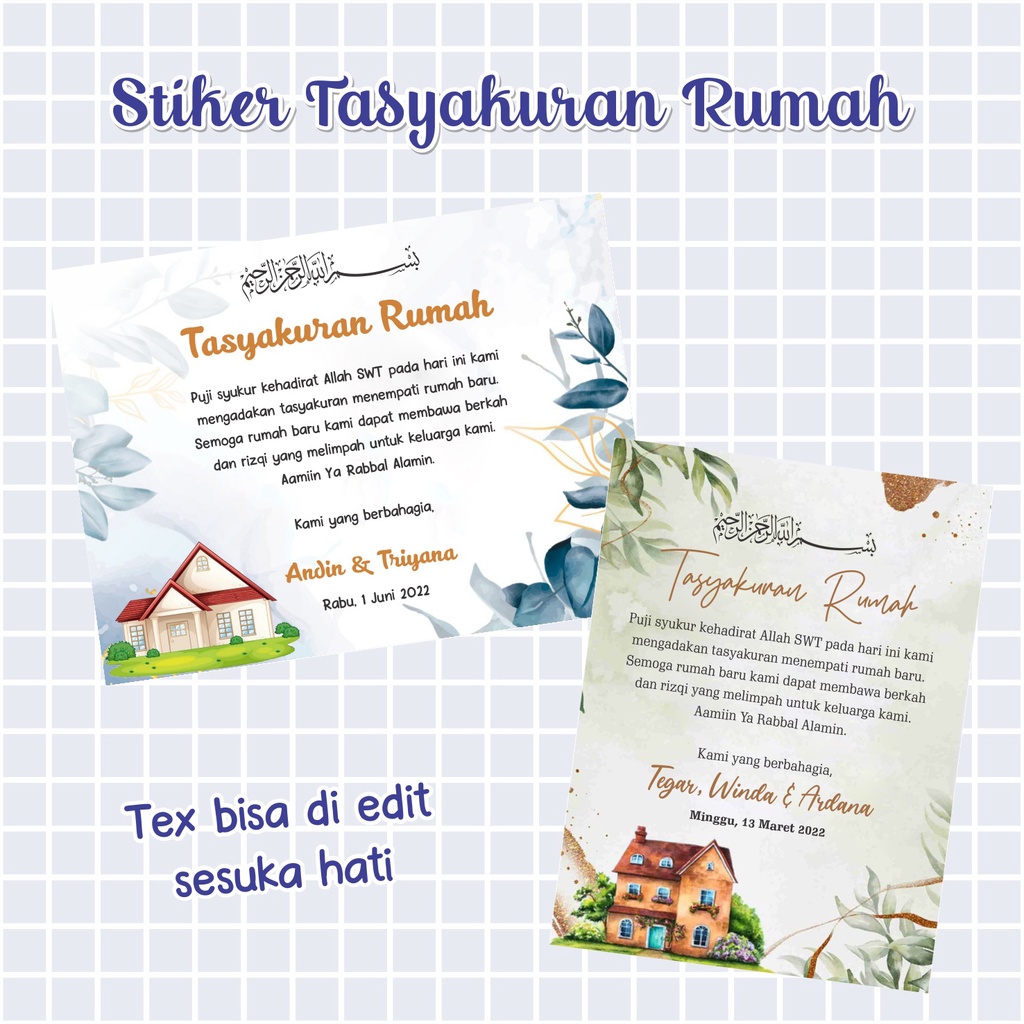 Jual Stiker / kartu syukuran pindah rumah, Stiker tasyakuran rumah baru ...