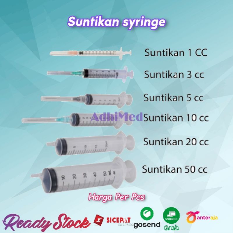 Jual suntikan 1ml, 3ml, 5ml, 10ml, 20ml, 50ml syring | Shopee Indonesia