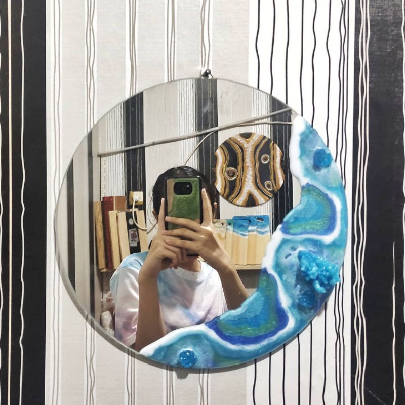 Jual Cermin hias dinding kombinasi resin / Bisa custom model warna dan ...