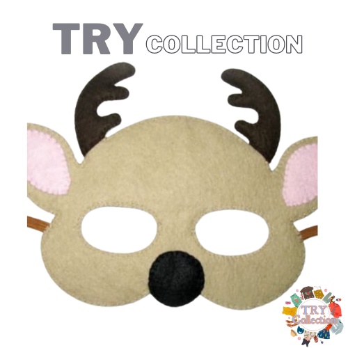 Jual [TRY COLLECTION] Topeng Mask Desain Hewan Rusa Bahan Kain Flanel ...