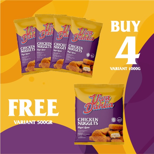 Jual Paket 4 Viva Dahlia Chicken Nugget 1000gram Gratis 1 Viva Dahlia ...
