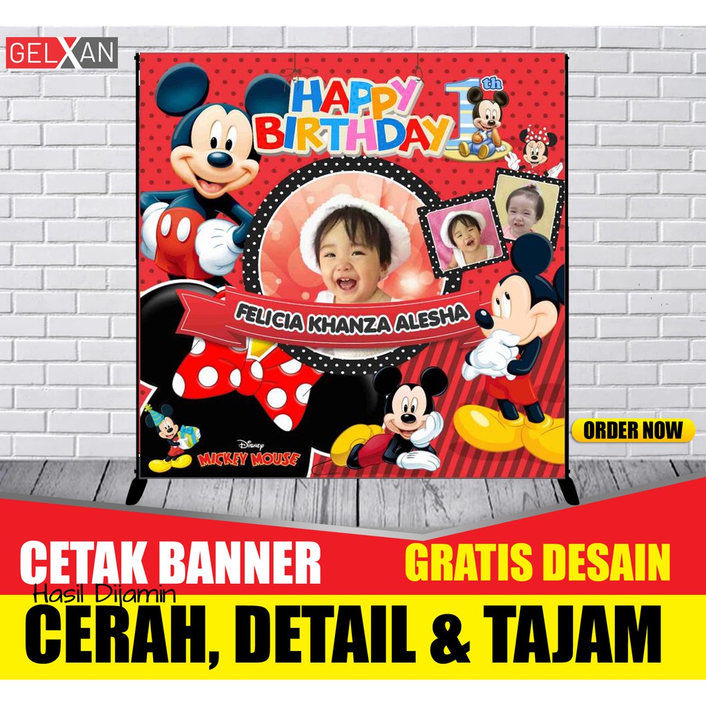Jual Banner Ulang Tahun Anak cowok micky mouse | Spanduk Ultah anak ...